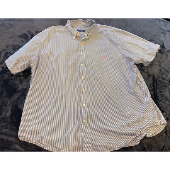 Polo Ralph Lauren | Shirts | Polo Ralph Lauren Mens 3xb Big Blue White Stripe Seersucker Shirt ...